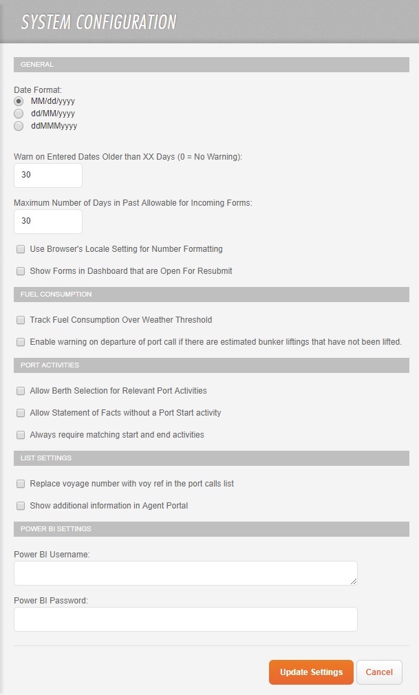 Veslink - System Configuration